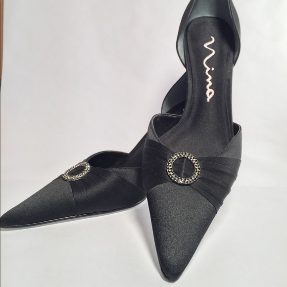 Nina | Shoes | Nina Black Satin Dress Heels | Poshmark